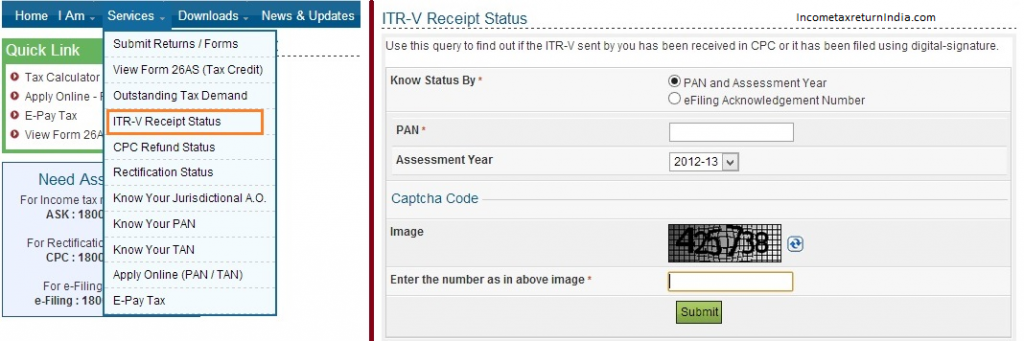 ITR-V Receipt status